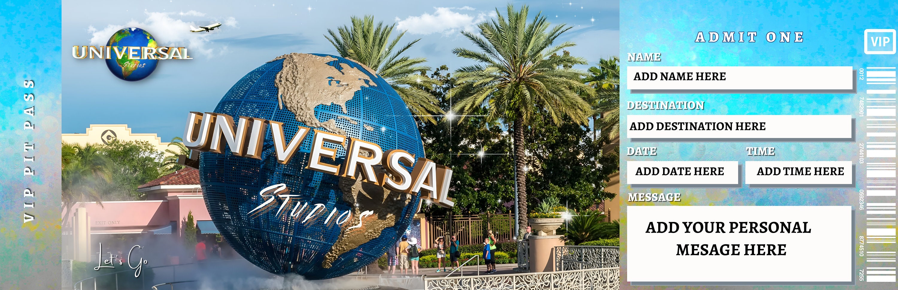 Universal Studios Surprise Trip Ticket Template (printable PDF) - Etsy