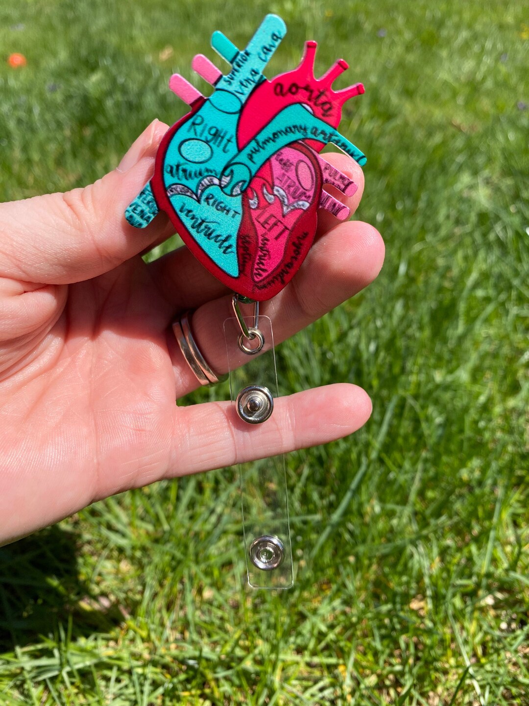 Anatomical Heart Badge Buddy Cardio Nurse Gift Badge Reel Holder for ...