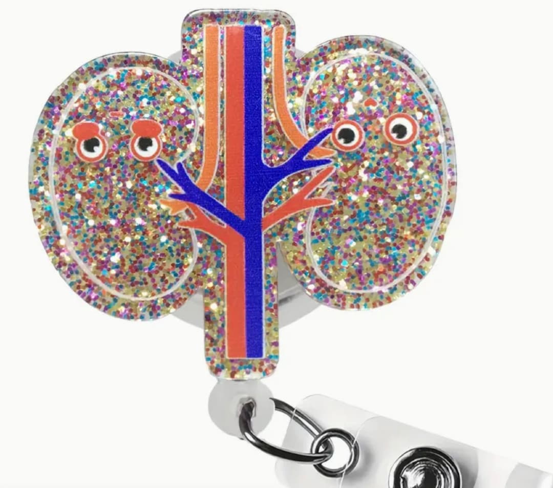 Kidney Badge Reel Renal Dialysis Card Holder Kidney Resin Badge Reel ...