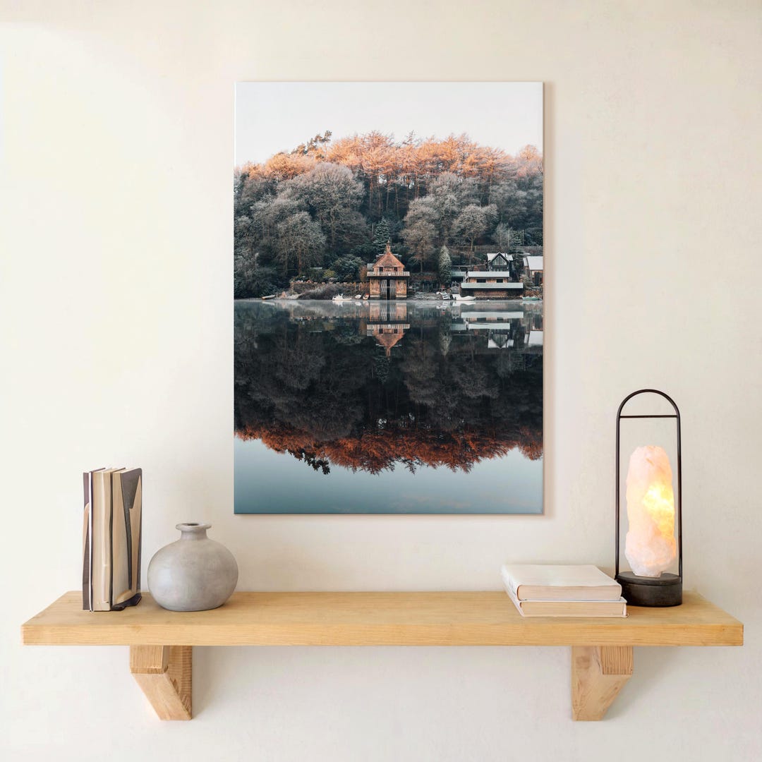 Peak District Lake Winter Morning Wall Art | Frosty Landscape Canvas ...