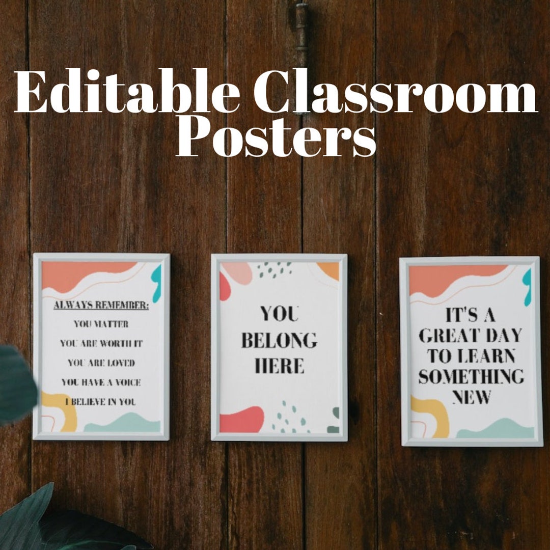Modern Classroom Decor Posters EDITABLE - Etsy