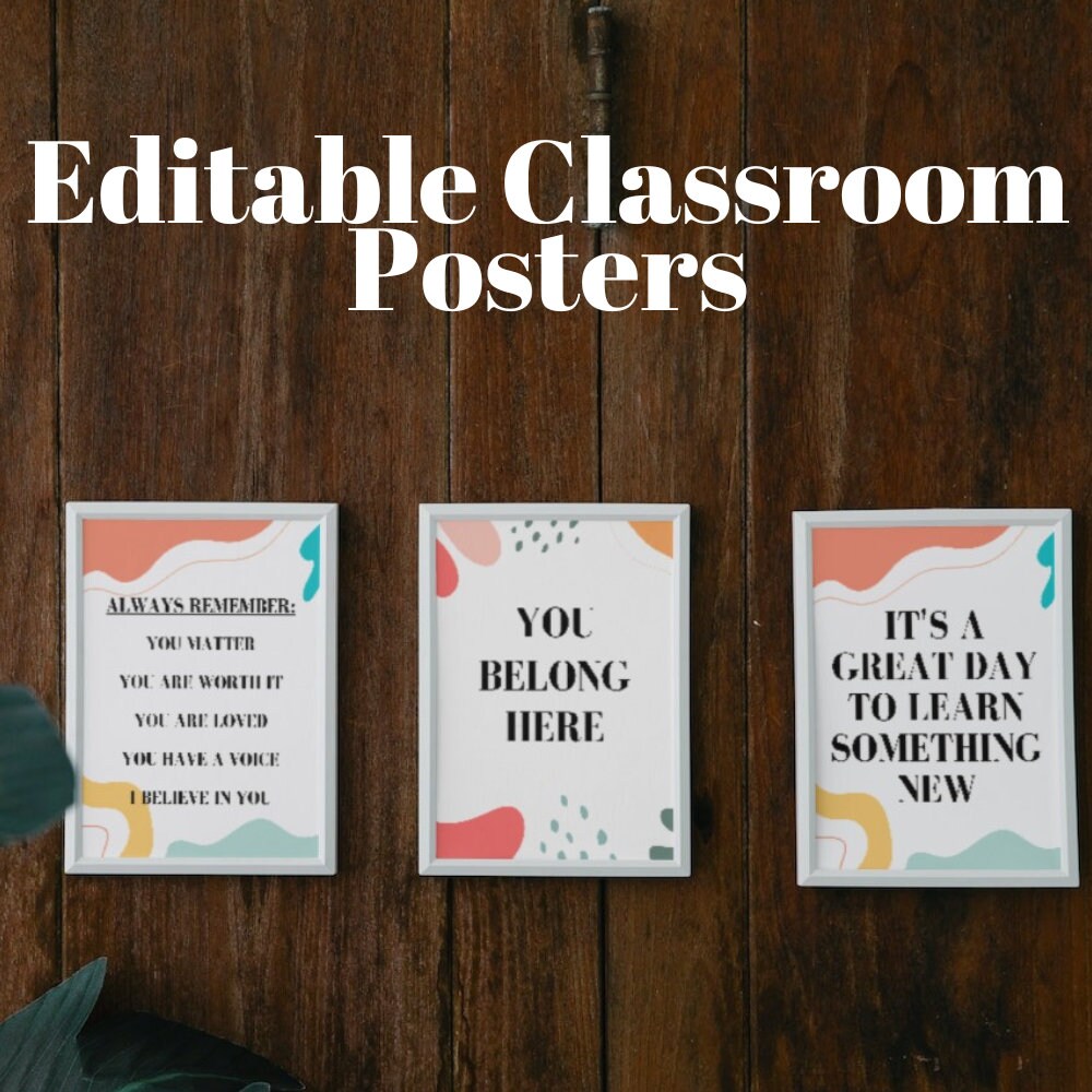 Modern Classroom Decor Posters EDITABLE - Etsy