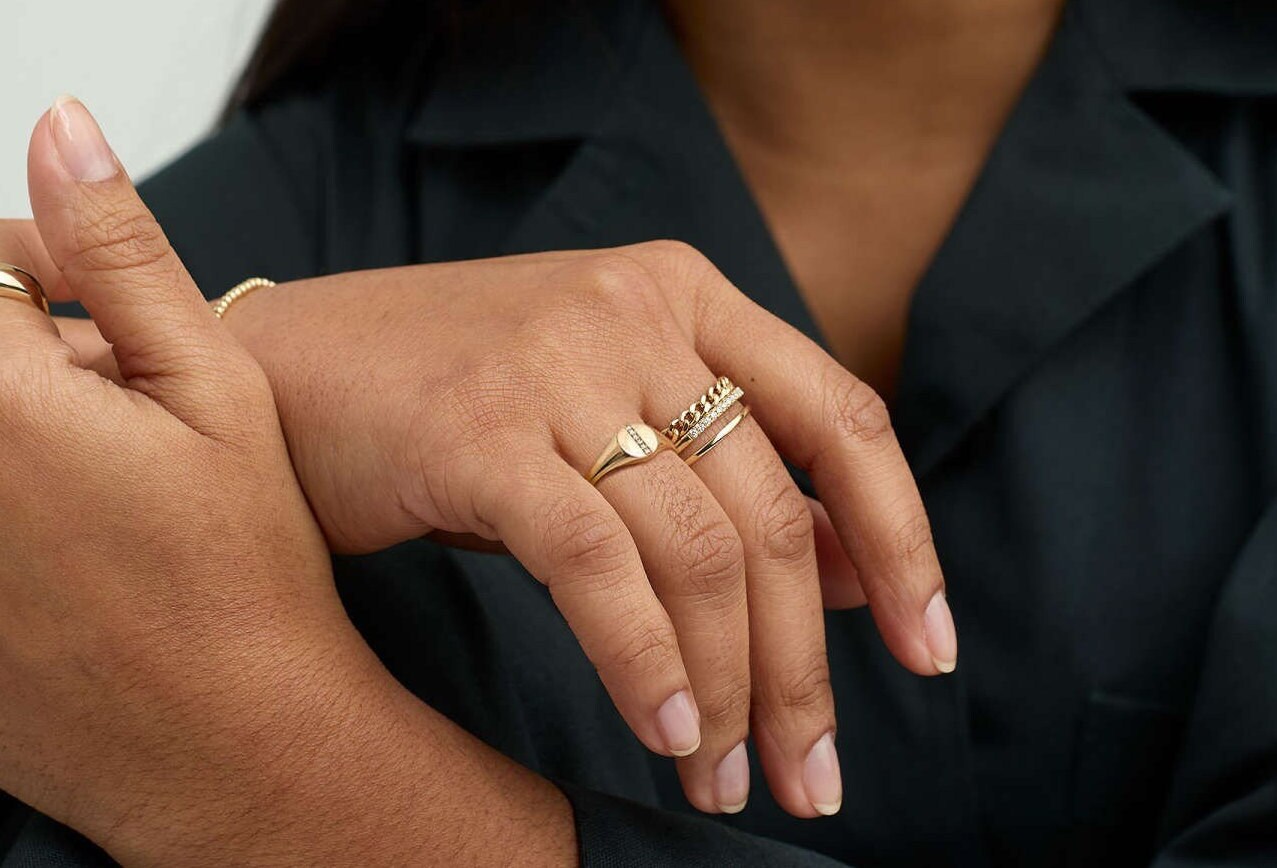 Gold Signet Ring Man, Pinky Ring Women, Pinky Ring Gold, Line Signet ...