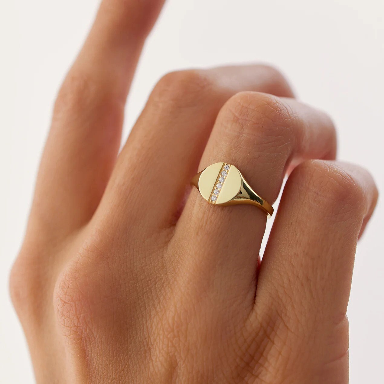 Gold Signet Ring Man, Pinky Ring Women, Pinky Ring Gold, Line Signet ...