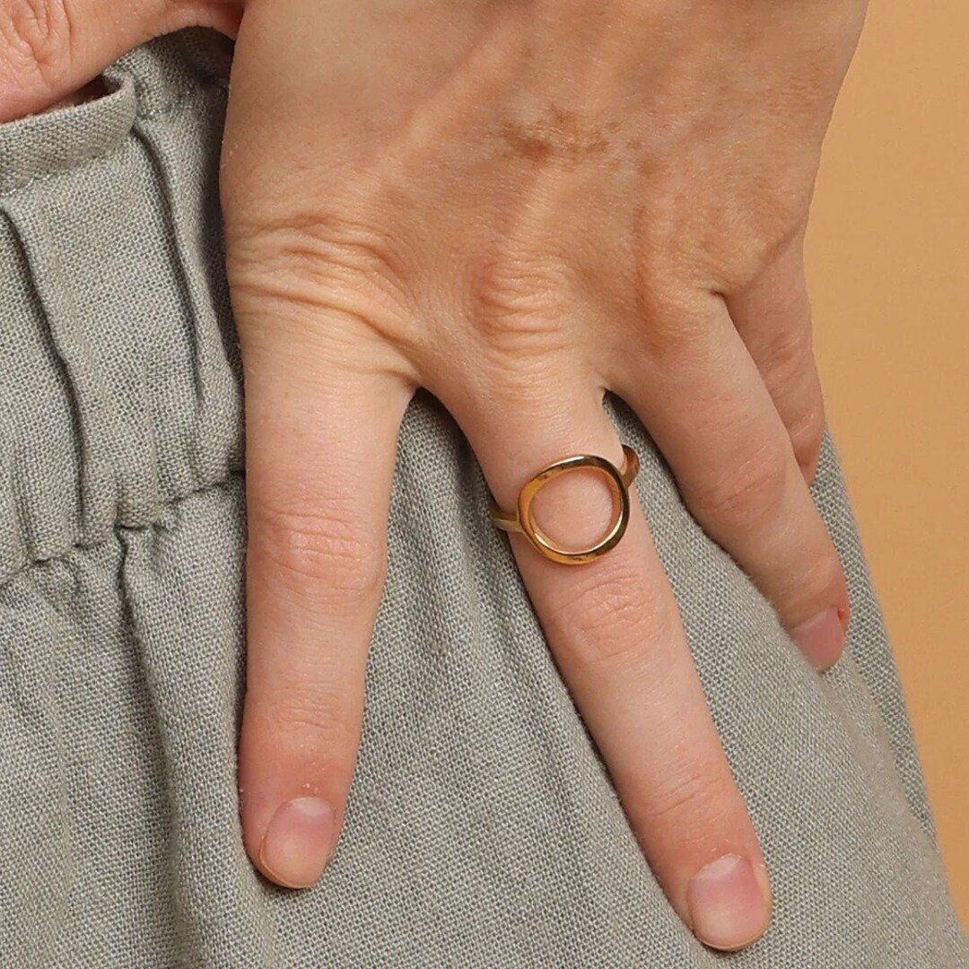 Open Ring, Open Round Ring, 14K Solid Gold Ring, Open Ring for Women ...