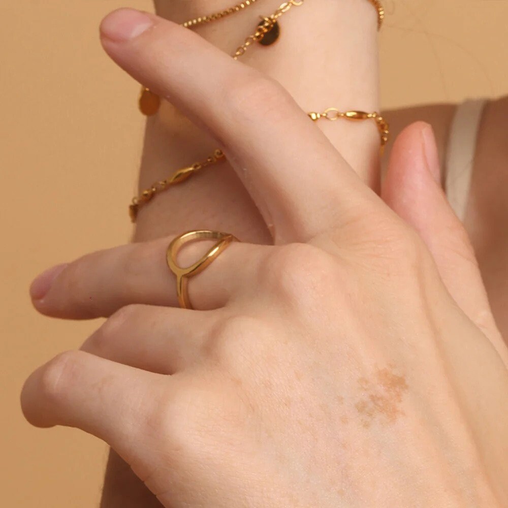 Open Ring, Open Round Ring, 14K Solid Gold Ring, Open Ring for Women ...