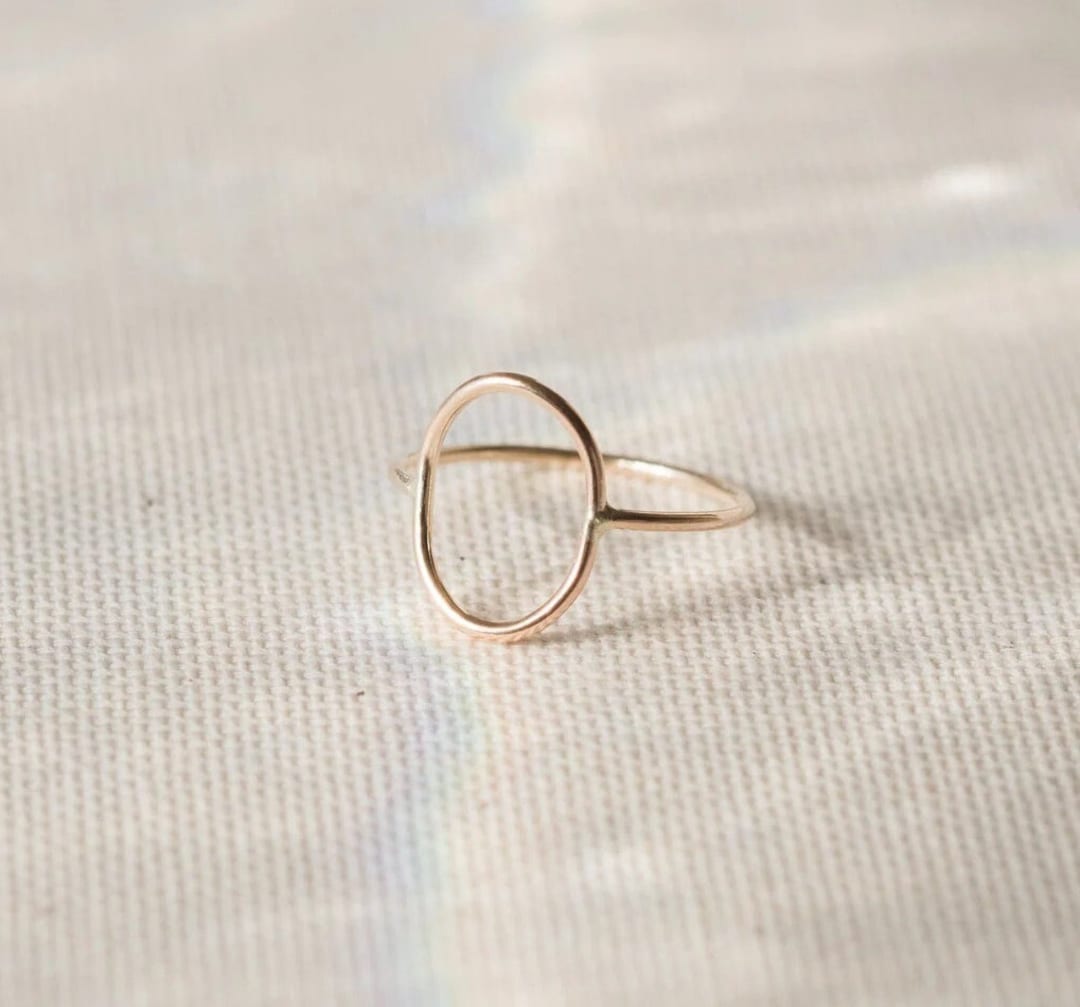 Open Ring, Open Oval Ring, 14K Solid Gold Ring, Open Ring for Women ...