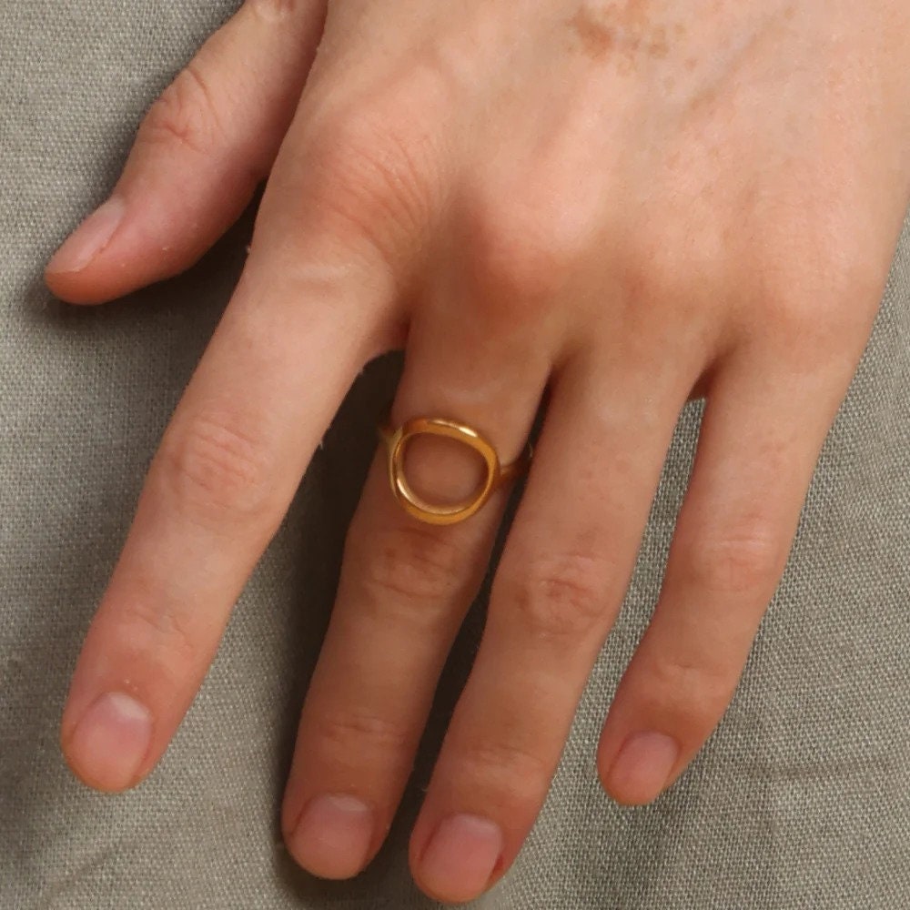 Open Ring, Open Round Ring, 14K Solid Gold Ring, Open Ring for Women ...