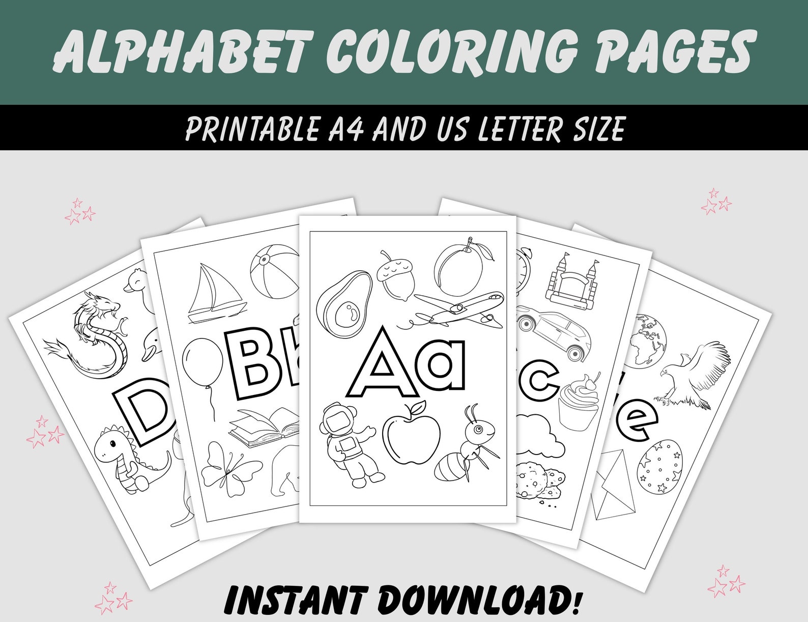 Printable Coloring Alphabet, Alphabet Coloring Pages, Preschool ...