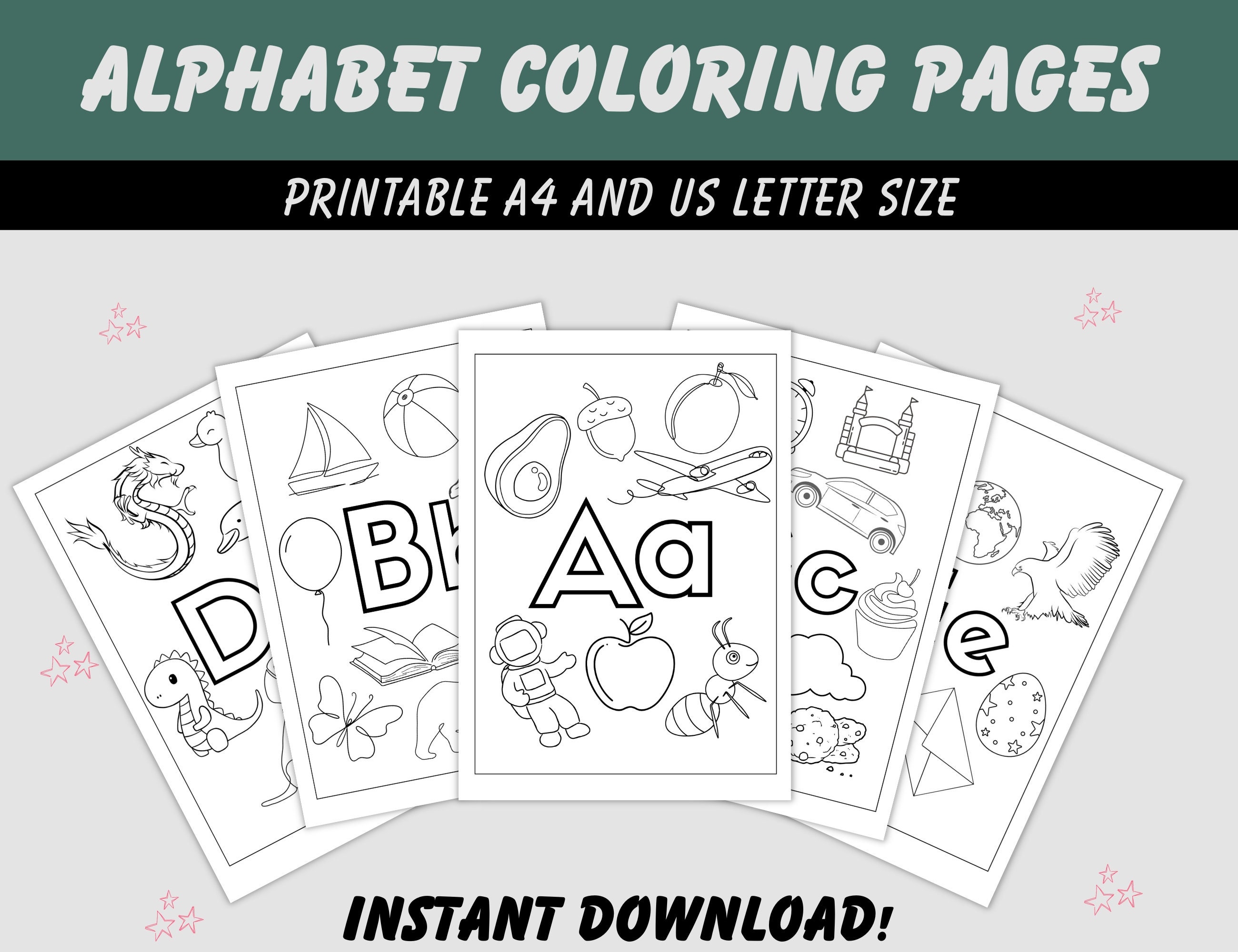 Printable Coloring Alphabet, Alphabet Coloring Pages, Preschool ...