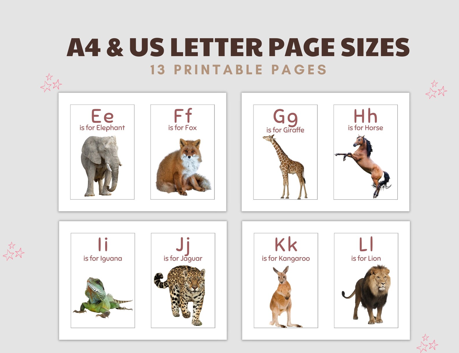 Printable Animal Alphabet Flashcards Preschool Alphabet Flash - Etsy