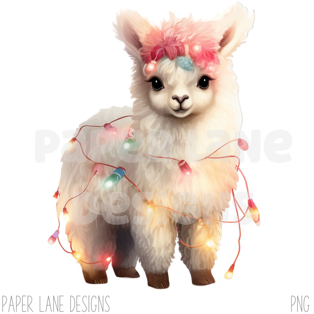 Festive Fluffy Llama Clipart Sublimation Christmas Llama Clipart Png ...