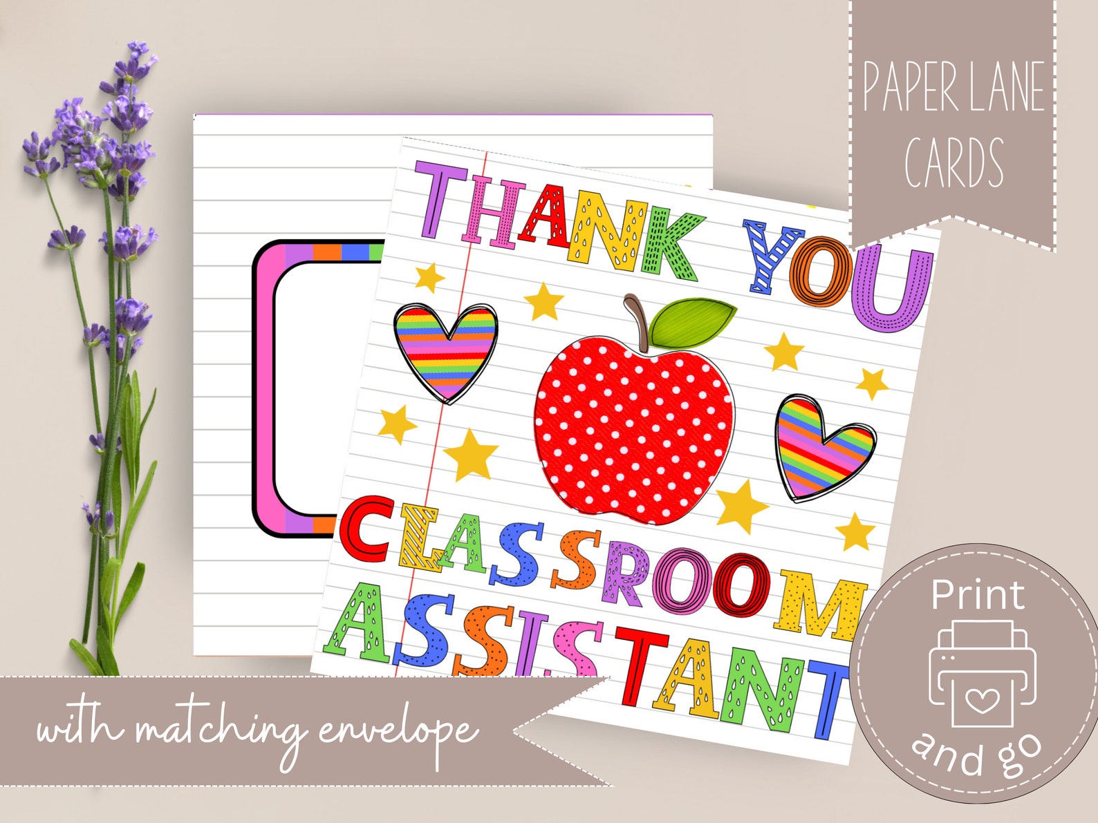 Thank You Classroom Assistant Card With Matching Envelope. Printable ...