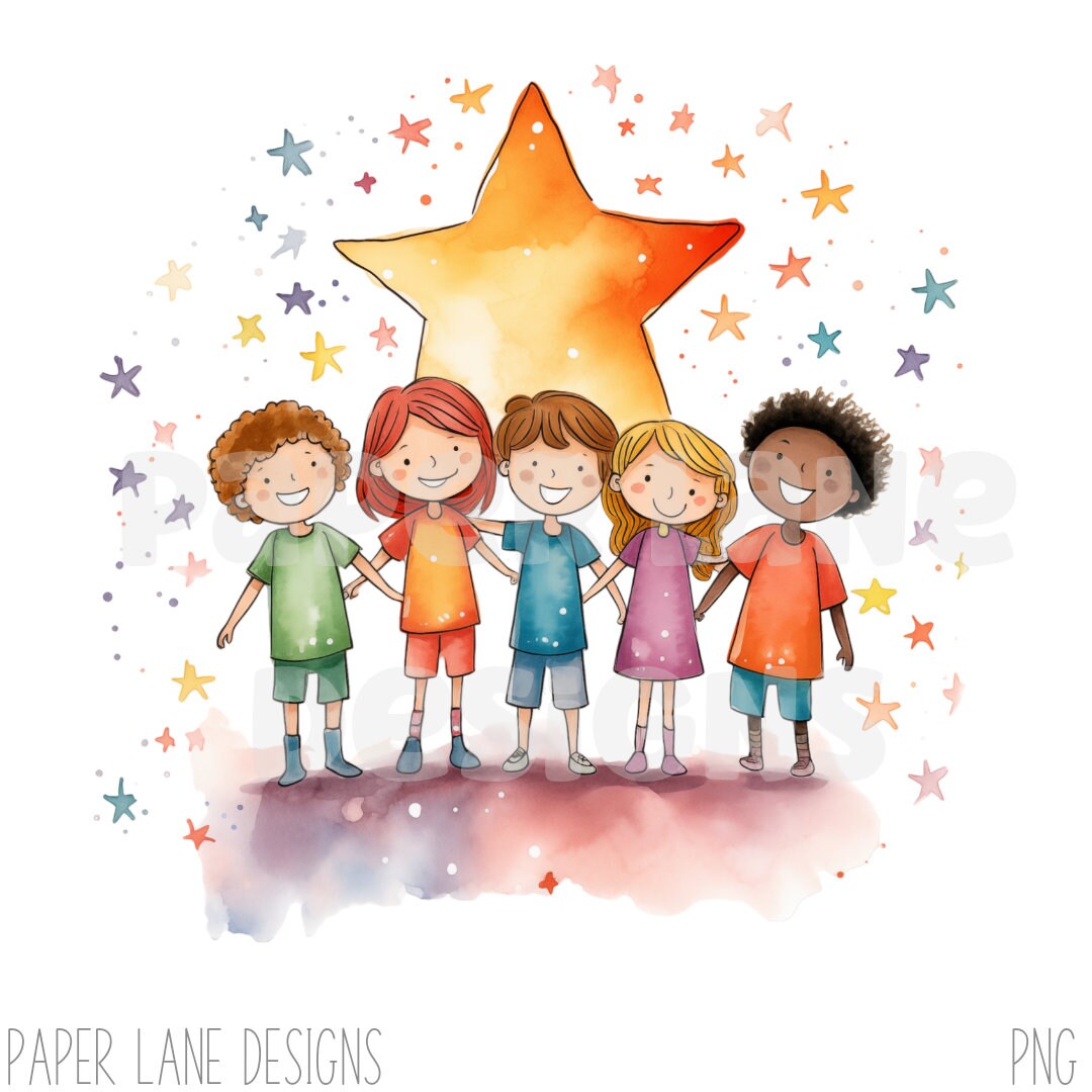 Children Under the Stars Clipart Sublimation Kids Clipart Group ...