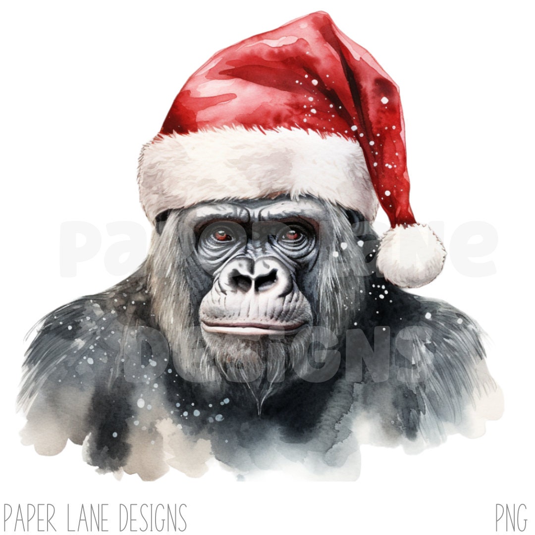 Gorilla Santa Clipart Sublimation Christmas Gorilla Clipart Png Clipart ...