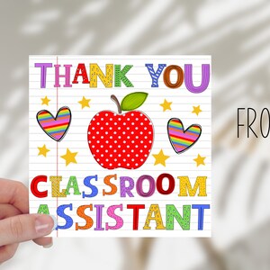 Thank You Classroom Assistant Card With Matching Envelope. Printable ...