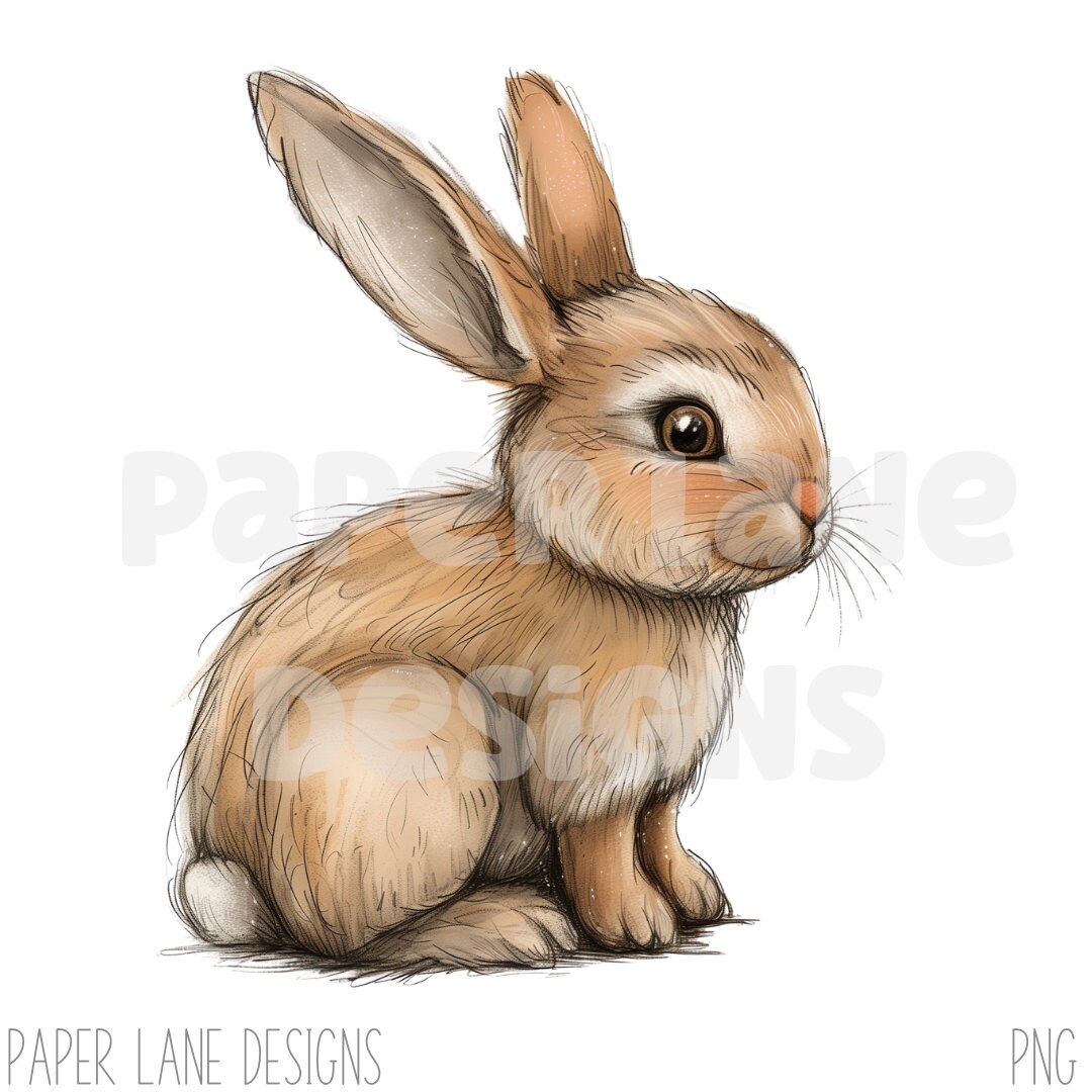 Hand Drawn Sketch of a Rabbit Clipart Sublimation Bunny Clipart Png ...