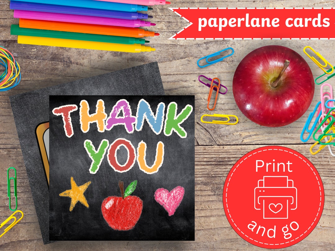 Thank You Teacher Card With Free Matching Envelope. Printable Digital ...