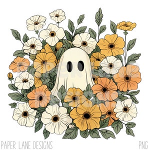 Ghost Floral Clipart Sublimation Ghost Sublimation Halloween Clipart ...