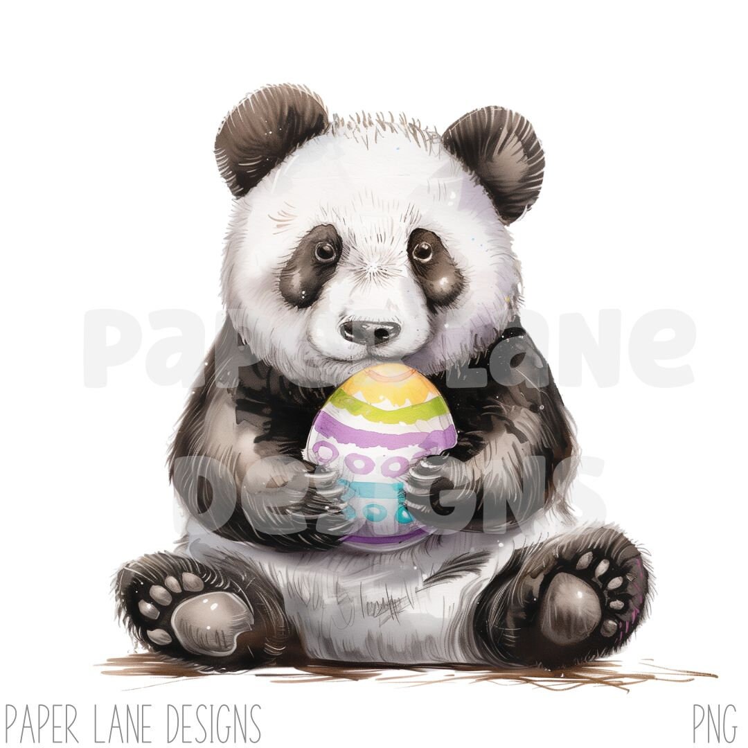 Panda Bear With an Easter Egg Clipart Sublimation Easter Bunny Panda ...