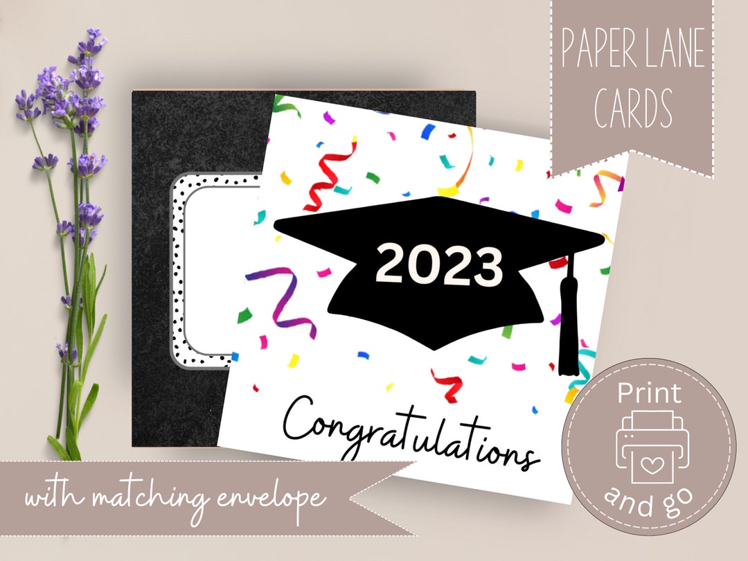 Graduation Card With Matching Envelope 2023. Printable Digital File ...