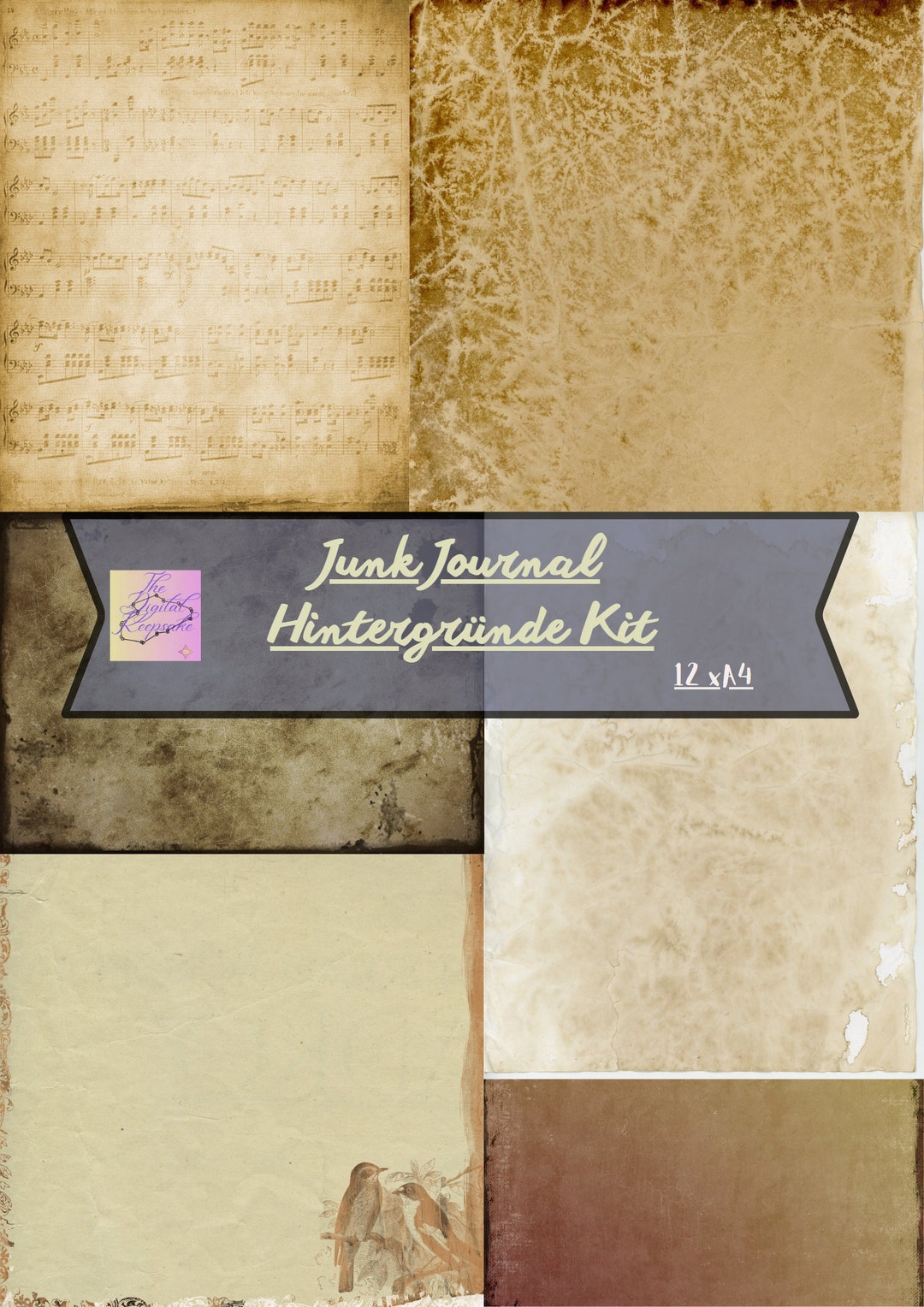 Junk Journal Hintergründe Kit , Background, Junk Journal Paper, Digital ...
