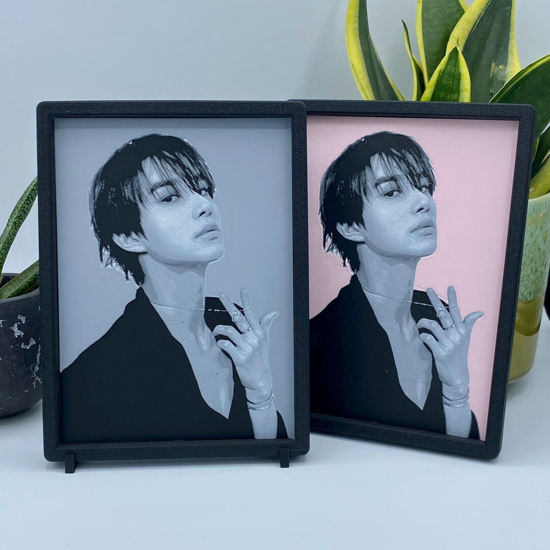 NCT Jungwoo 3D Mural Portrait Black and White With Accent Color K-pop ...