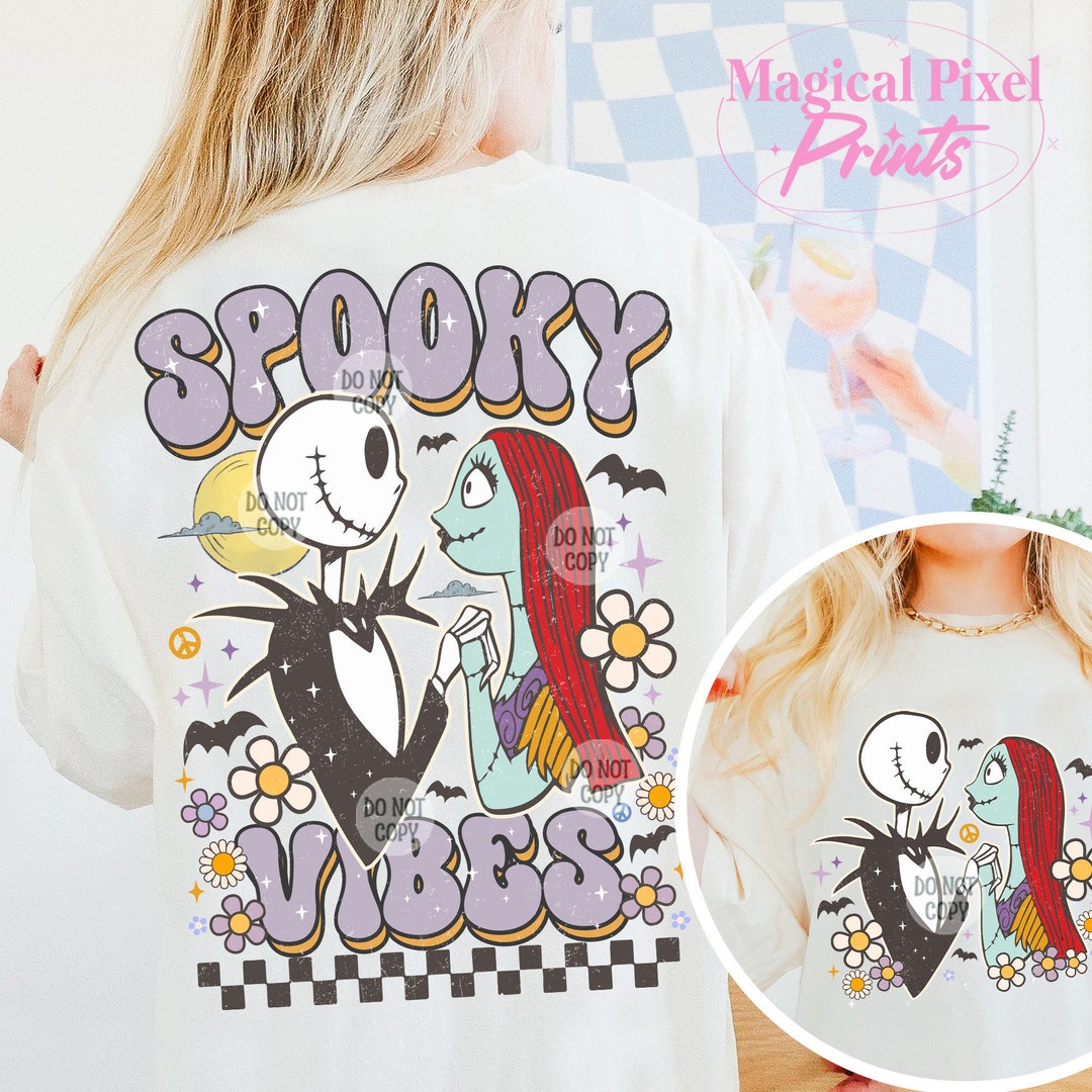 Spooky Vibes PNG, Horror Halloween Png, Halloween Couple Shirt Design ...