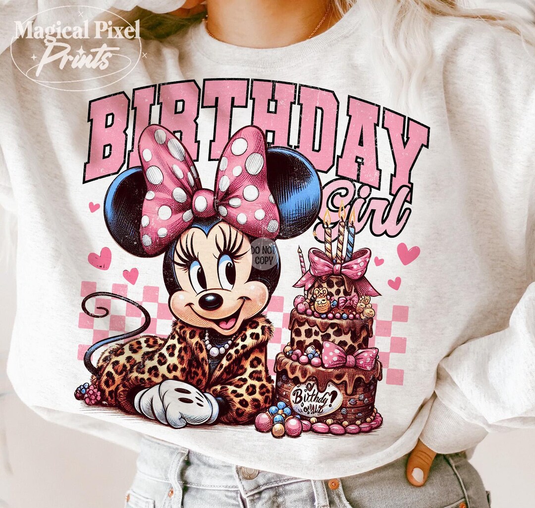 Minnie Birthday Girl PNG, Leopard Print Minnie PNG, Mouse Girl Birthday ...