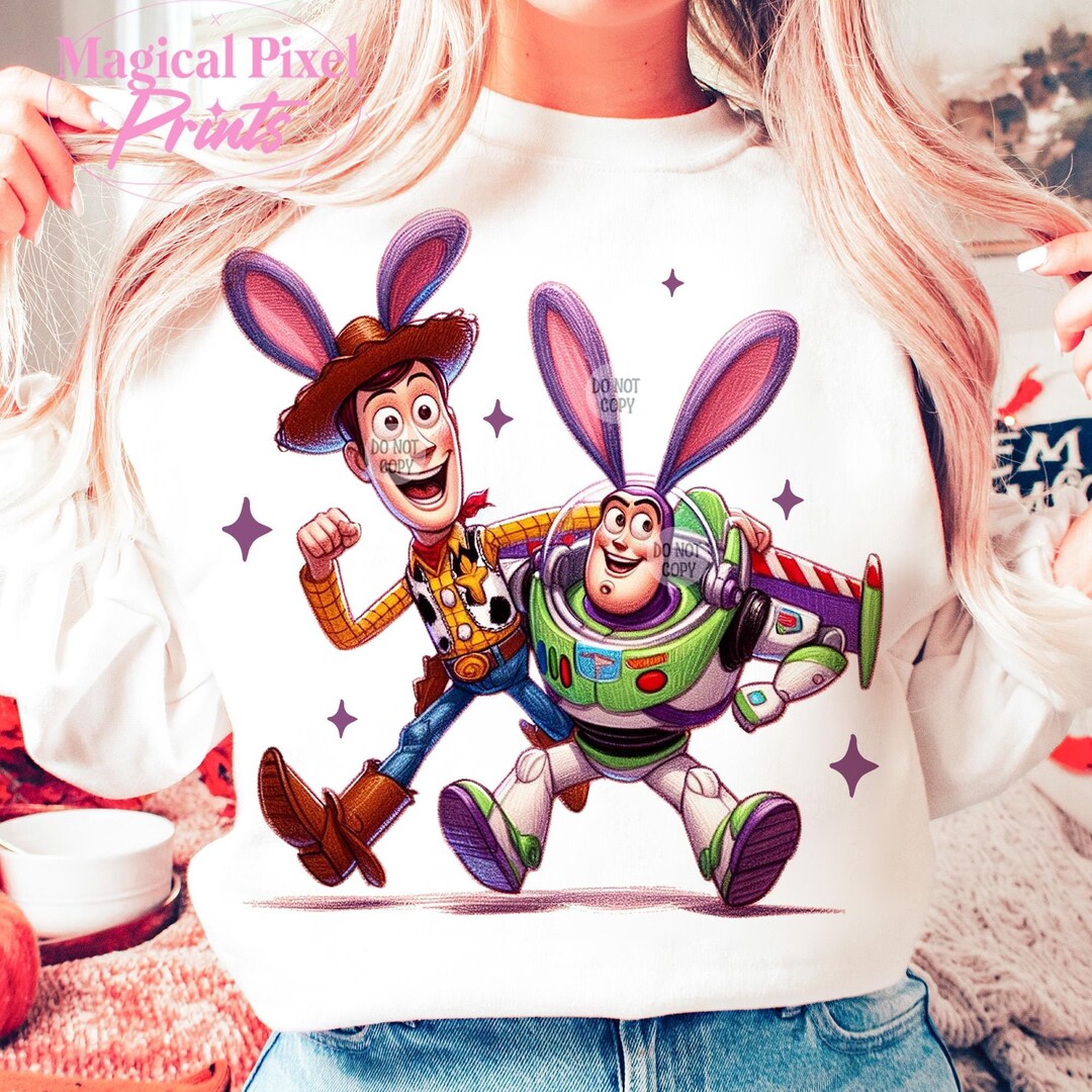 Story Woody and Buzz Sublimation PNG, Cartoon Easter Bunny Png, Easter ...