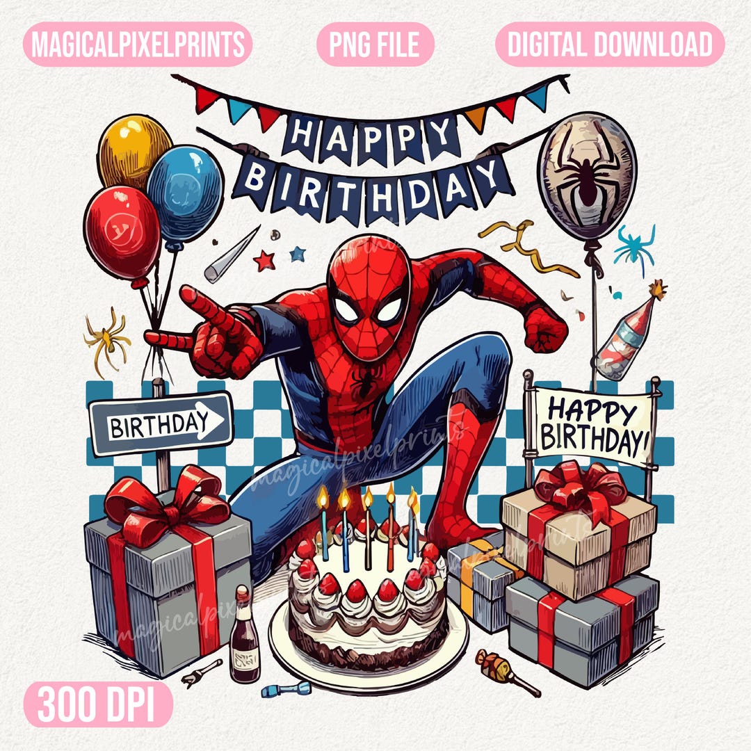 Spider It's My Birthday PNG, Happy Birthday Png, in My Birthday Era ...