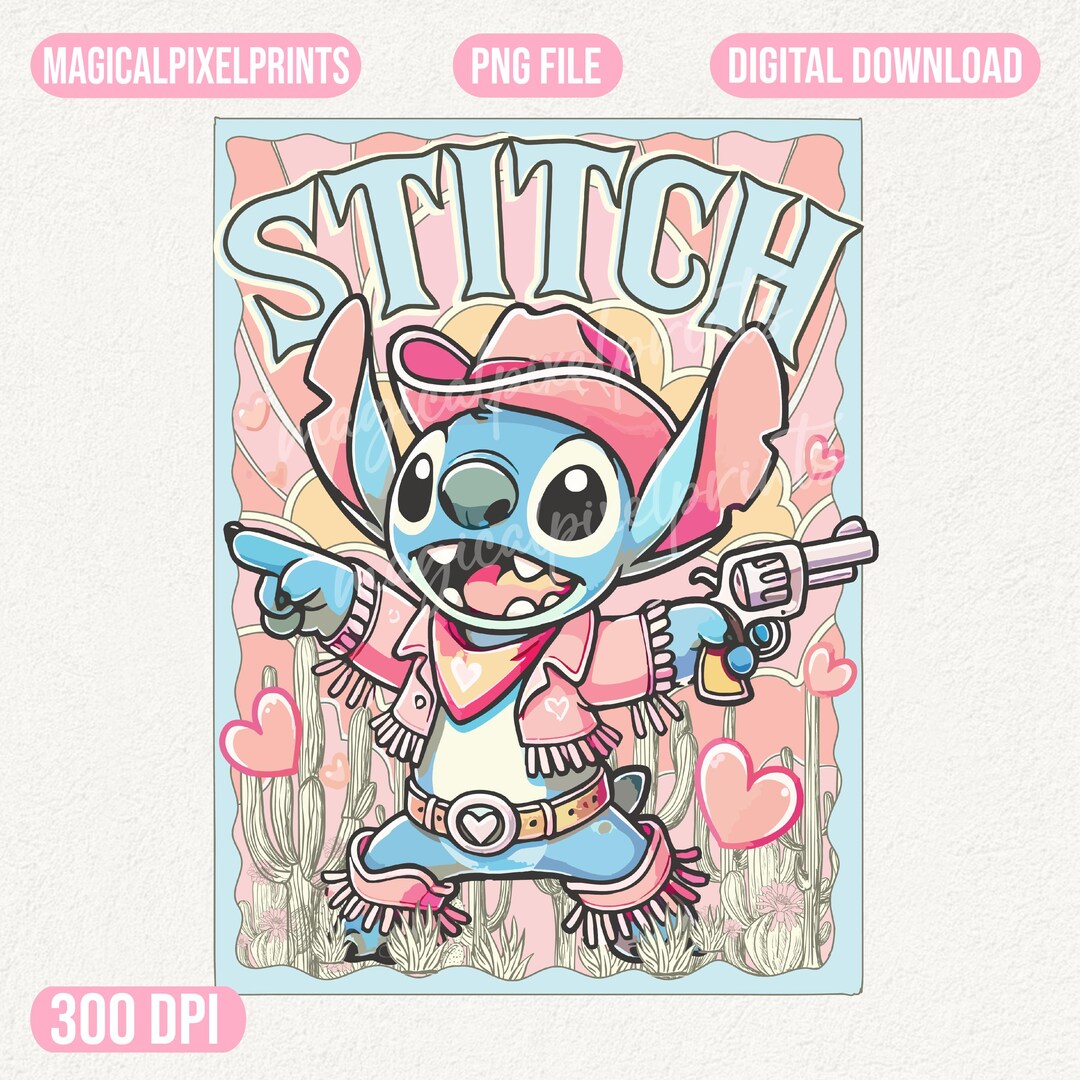 Stich Love Png, Happy Valentine's Day Stitc Png, Pink Print, Western ...