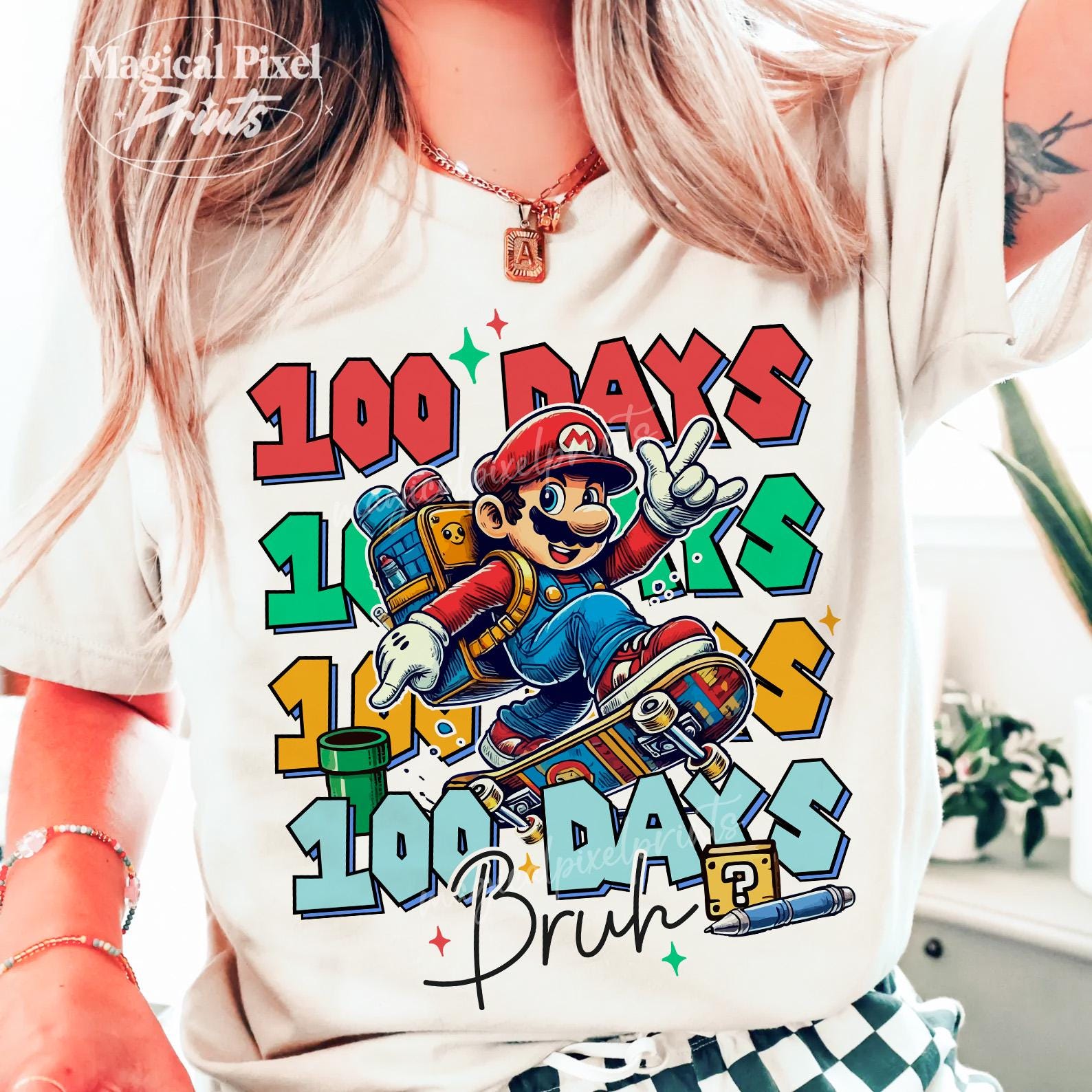 Retro 100 Days Bruh Png, Happy 100 Days of School Cartoon Png, Super ...