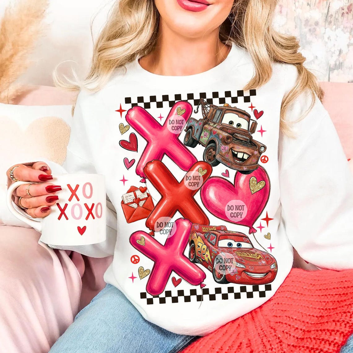 Valentine Cars Checkered Png, Preppy Cartoon Valentine Shirt PNG, Xoxo ...