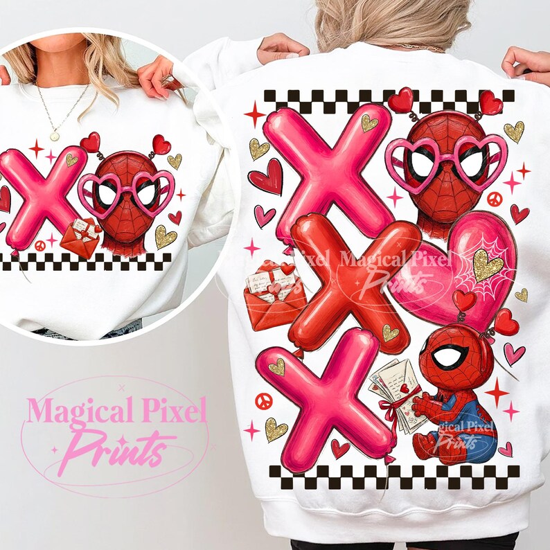 Valentine Spider Checkered Png, Preppy Cartoon Valentine Shirt PNG ...