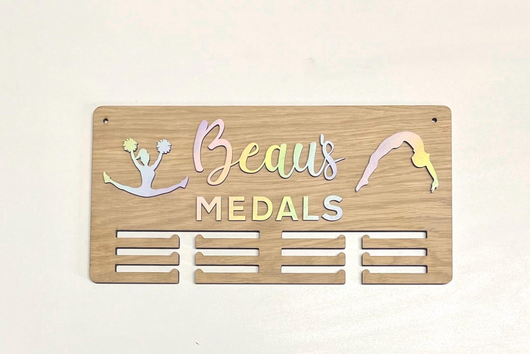 Cheerleading Wooden Medal Holder in Oak or Ash With Hand Painted Cheer ...