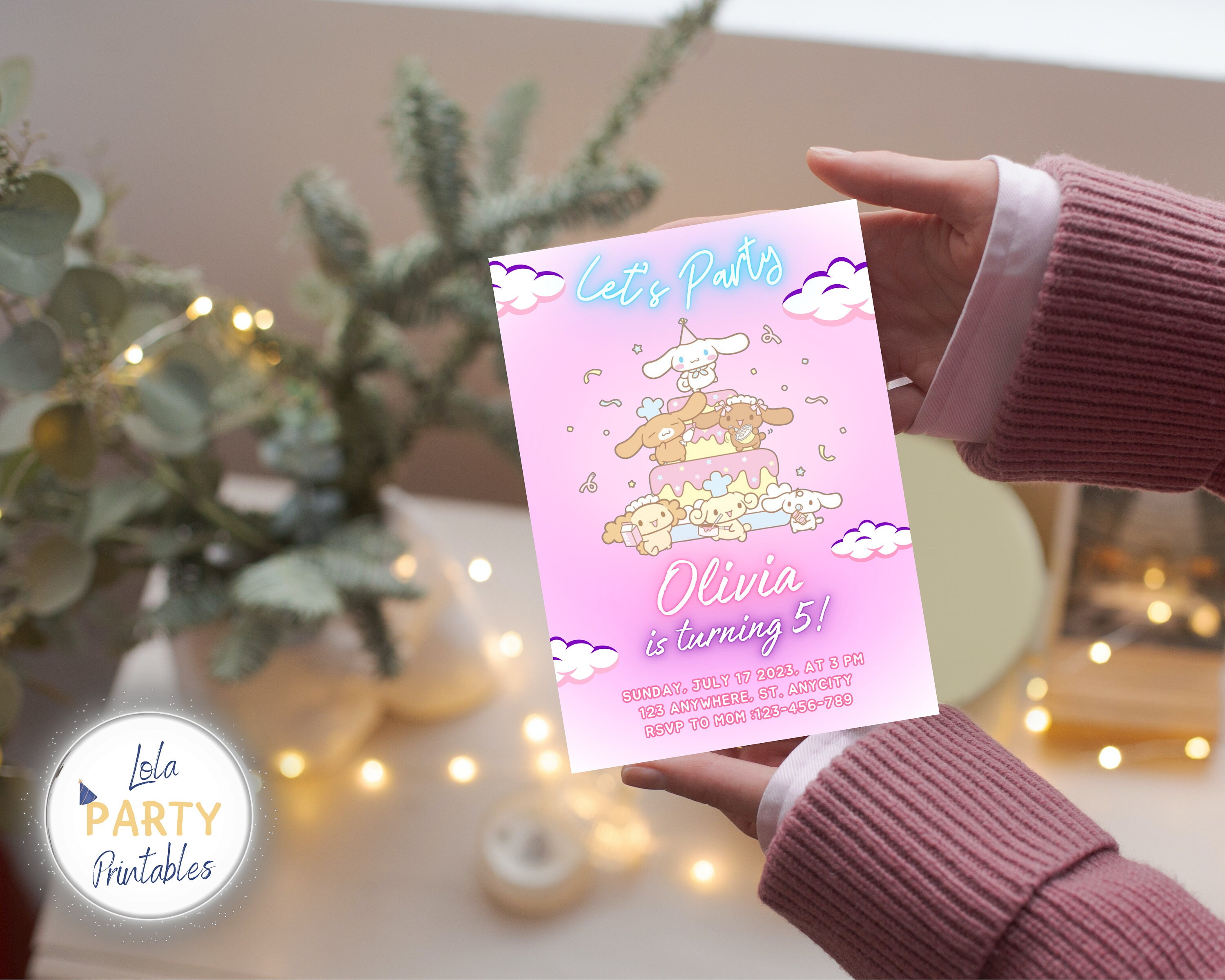 Kitty Cinnamon Kawaii Invitation, Easy Editable Birthday Party ...