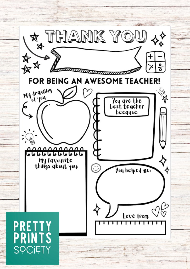 Thank You Teacher Printable Instant DIGITAL Download Teacher ...