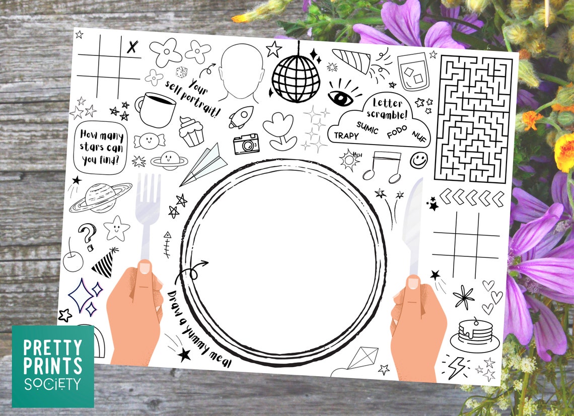 Kids Activity Placemat Printable Instant DIGITAL Download Kids Party ...