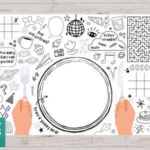 Kids Activity Placemat Printable Instant DIGITAL Download Kids Party ...