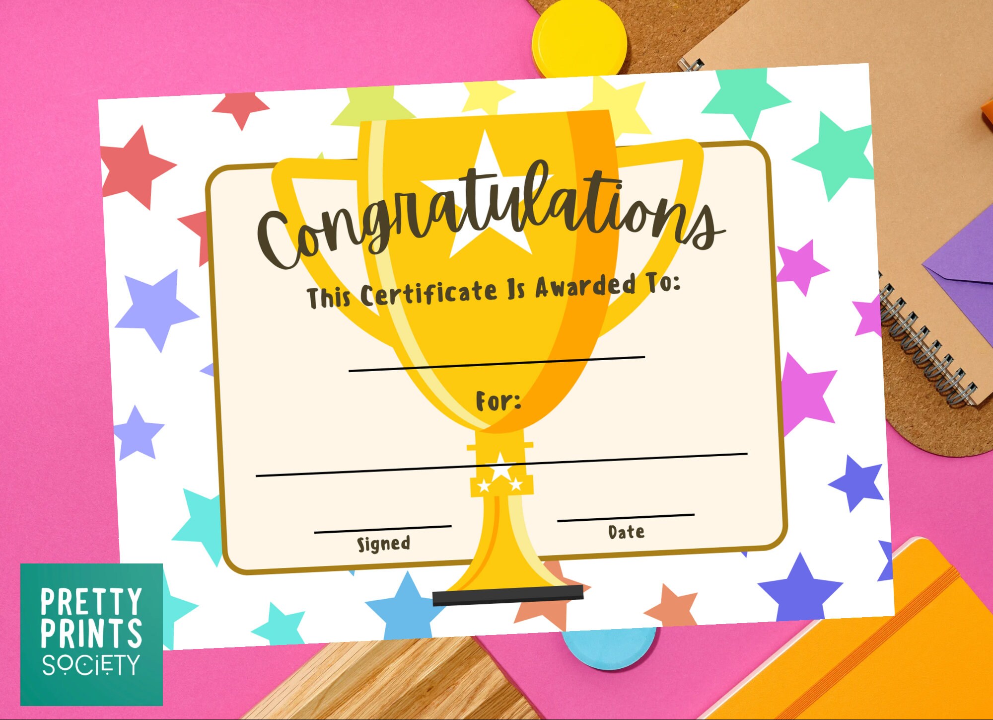 Kids Congratulations Certificate Printable Instant DIGITAL Download ...