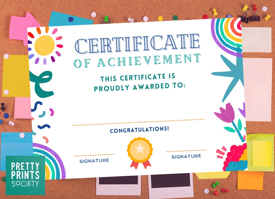 Kids Achievement Certificate Printable Instant DIGITAL Download Kids ...