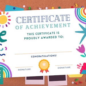 Kids Achievement Certificate Printable Instant DIGITAL Download Kids ...