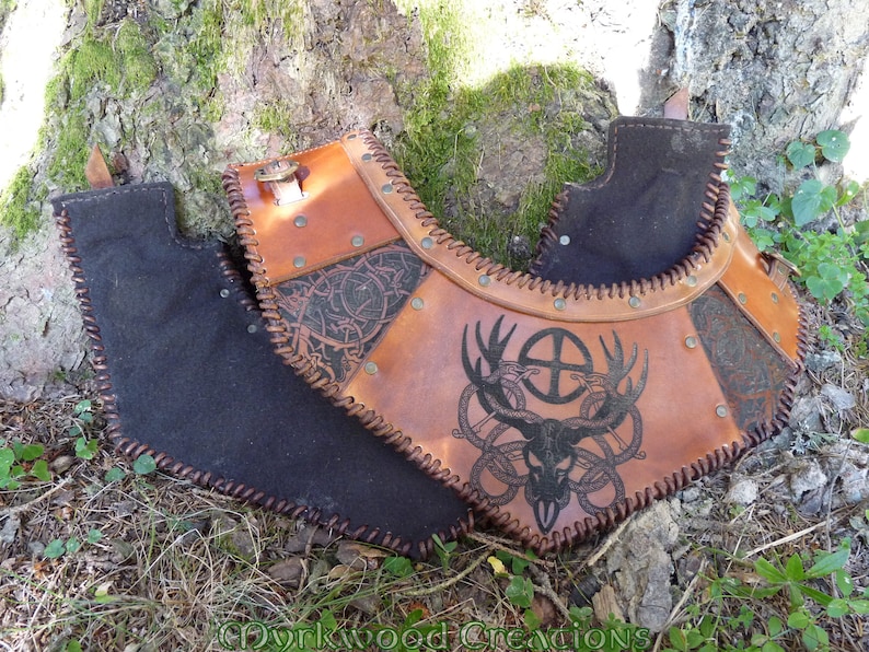 Deer Skull Leather Gorget Viking Armor, Celtic, LARP, Cosplay, Ren ...