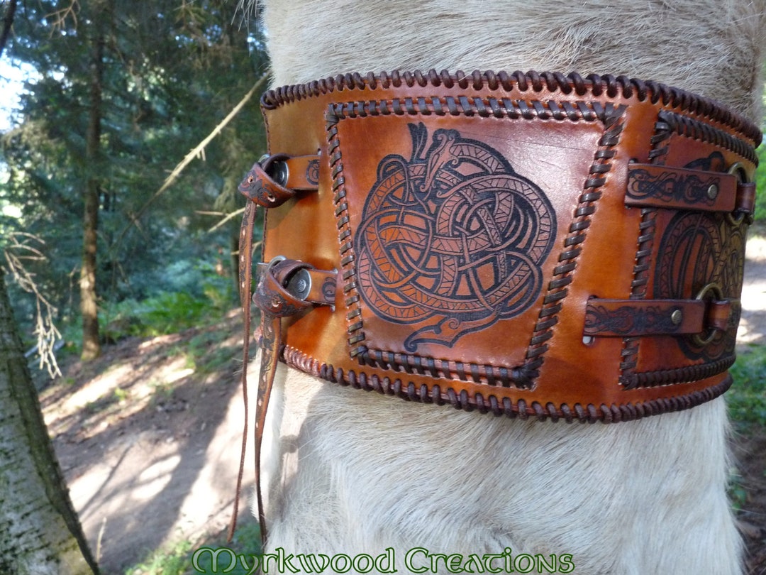 Heavy Belt Leather Jormungandr Snake - Viking Armor, LARP, Cosplay, Ren ...