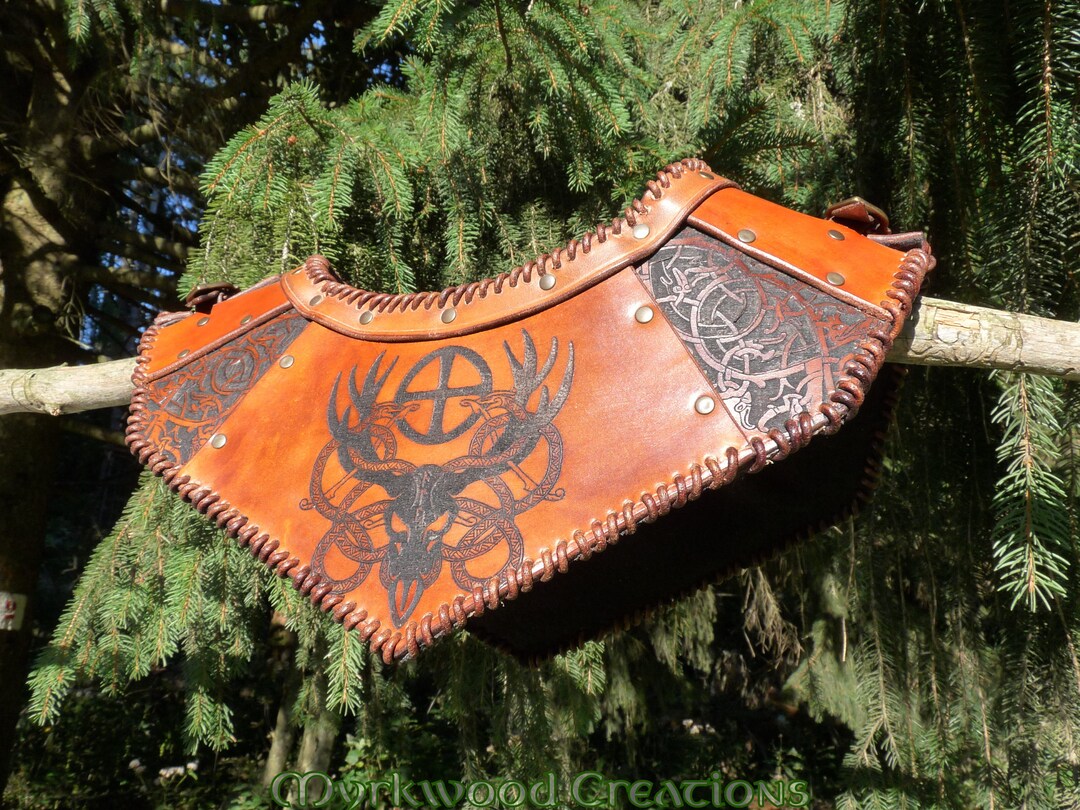 Deer Skull Leather Gorget - Viking Armor, Celtic, LARP, Cosplay, Ren ...
