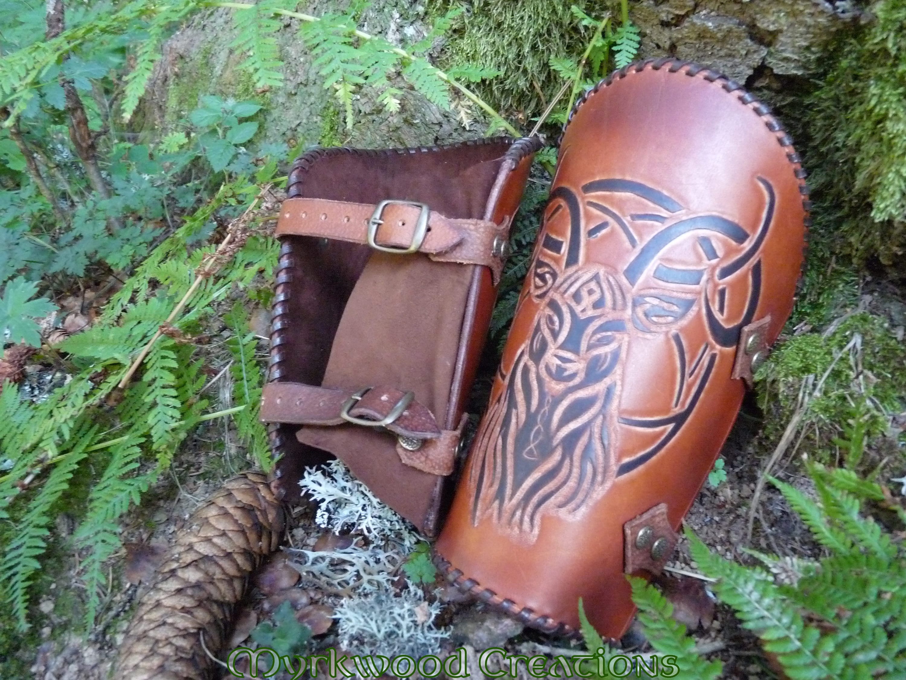 Leather Vambraces Stag Head Viking Armor Celtic LARP - Etsy