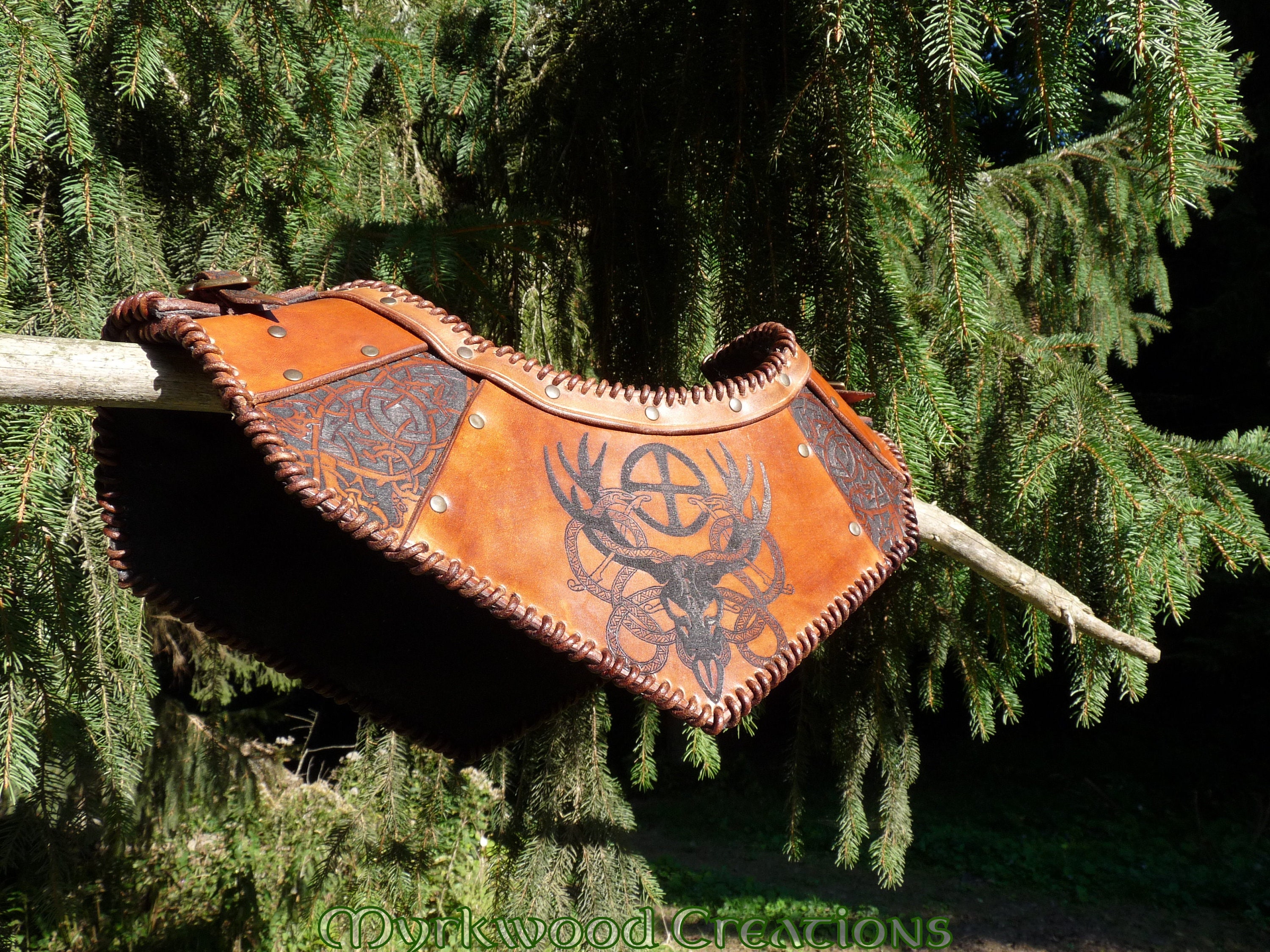 Deer Skull Leather Gorget Viking Armor Celtic LARP - Etsy