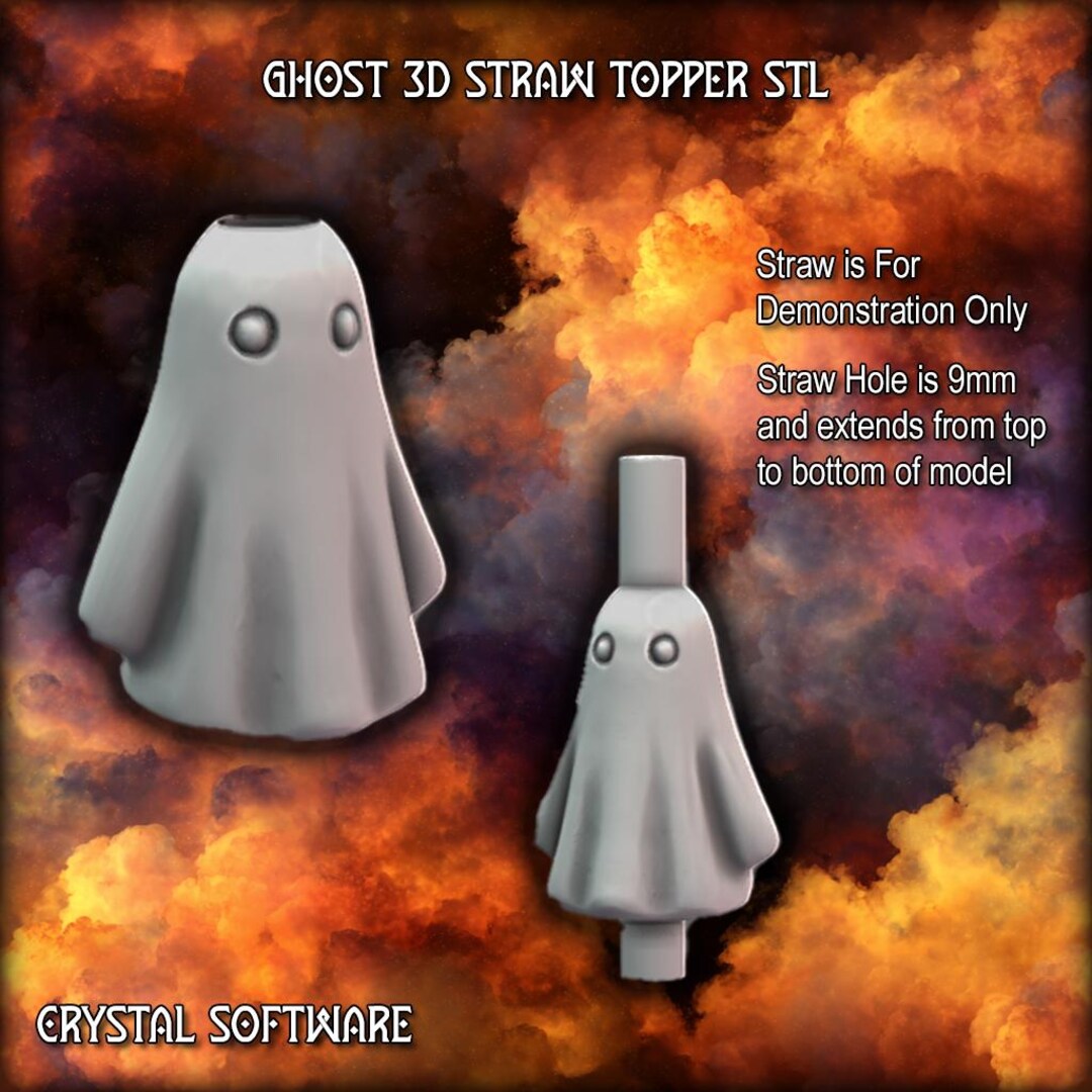 Spooky Ghost Straw Topper – 3D Printable Halloween STL - 2 Year ...