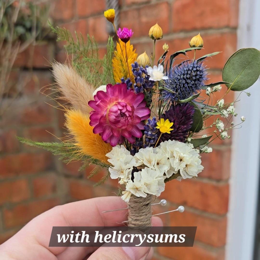Blue Thistle Dried Flower Buttonholes | Scottish Wedding | Groom's ...